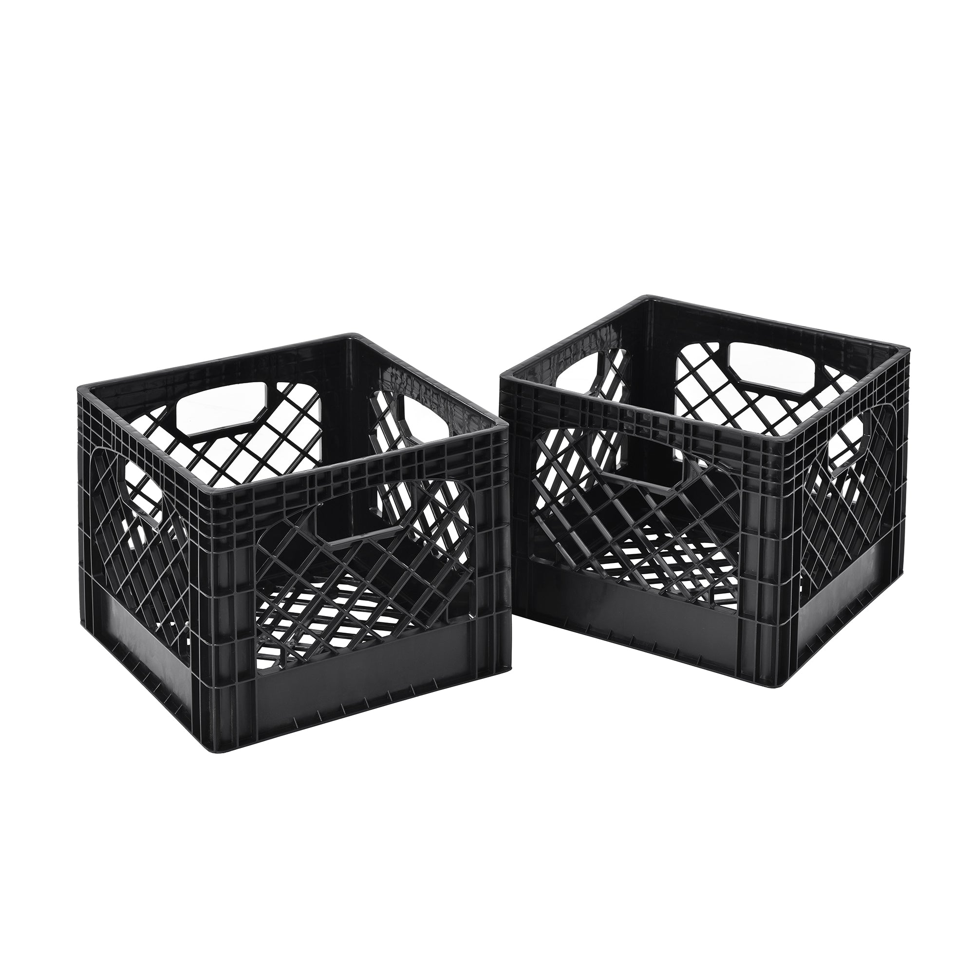 Muscle Rack Plastic Stackable Storage Milk Crate, Black, 2 Pack (Open ...