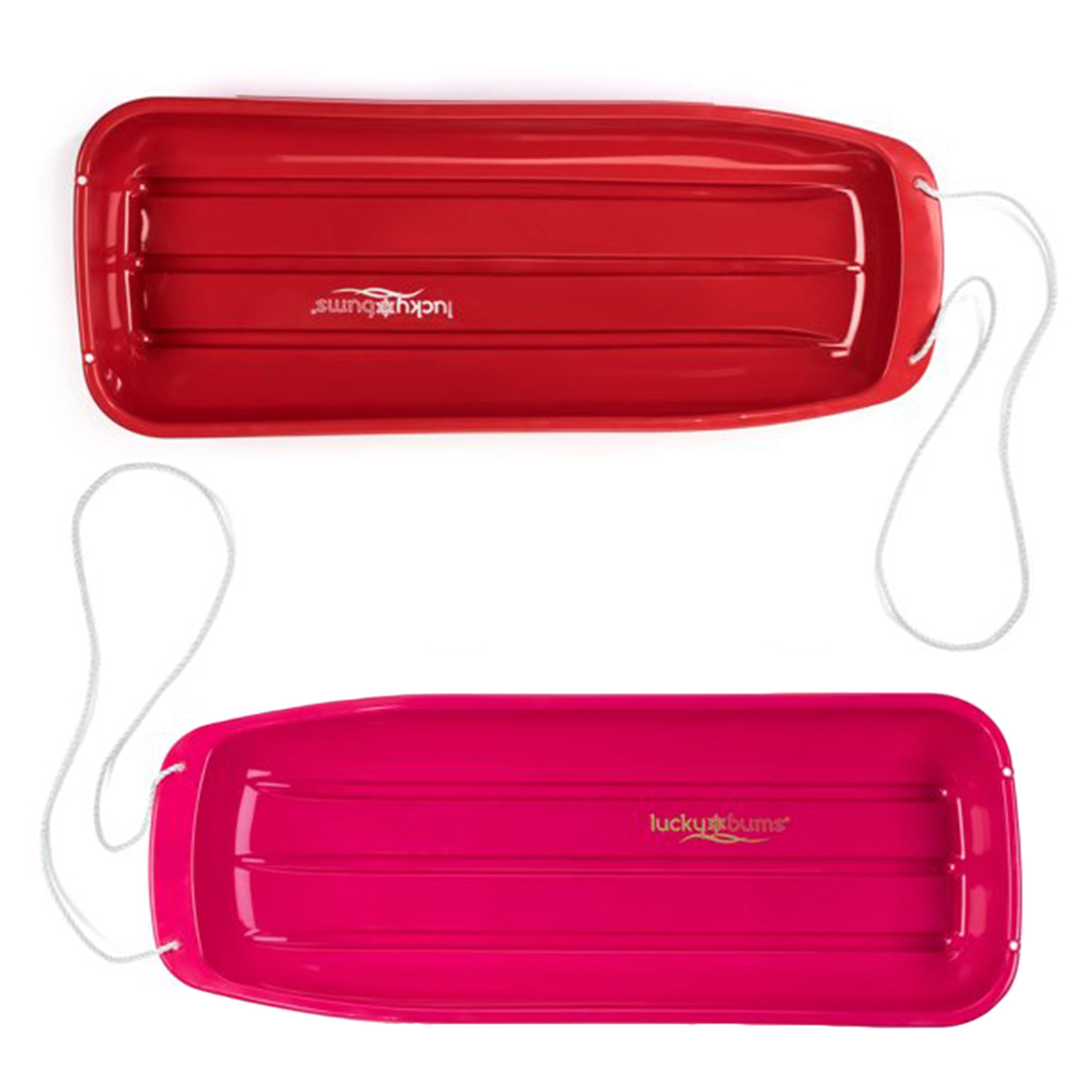 Lucky Bums Lightweight Plastic 48 Inch Sleds with Pull Ropes, 1 Red an ...