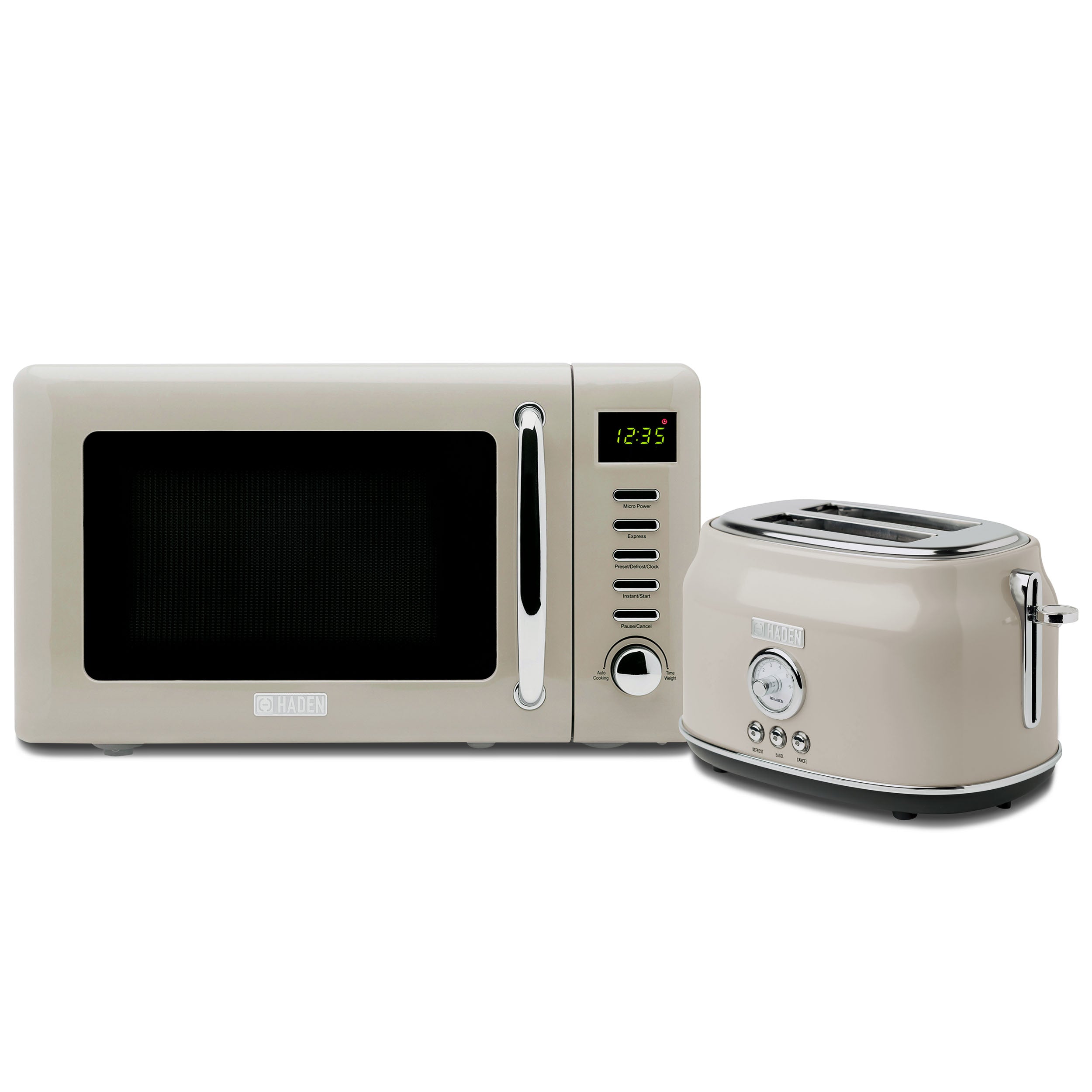 Haden Countertop Microwave & Dorset 2 Slice Wide Slot Toaster, Putty ...