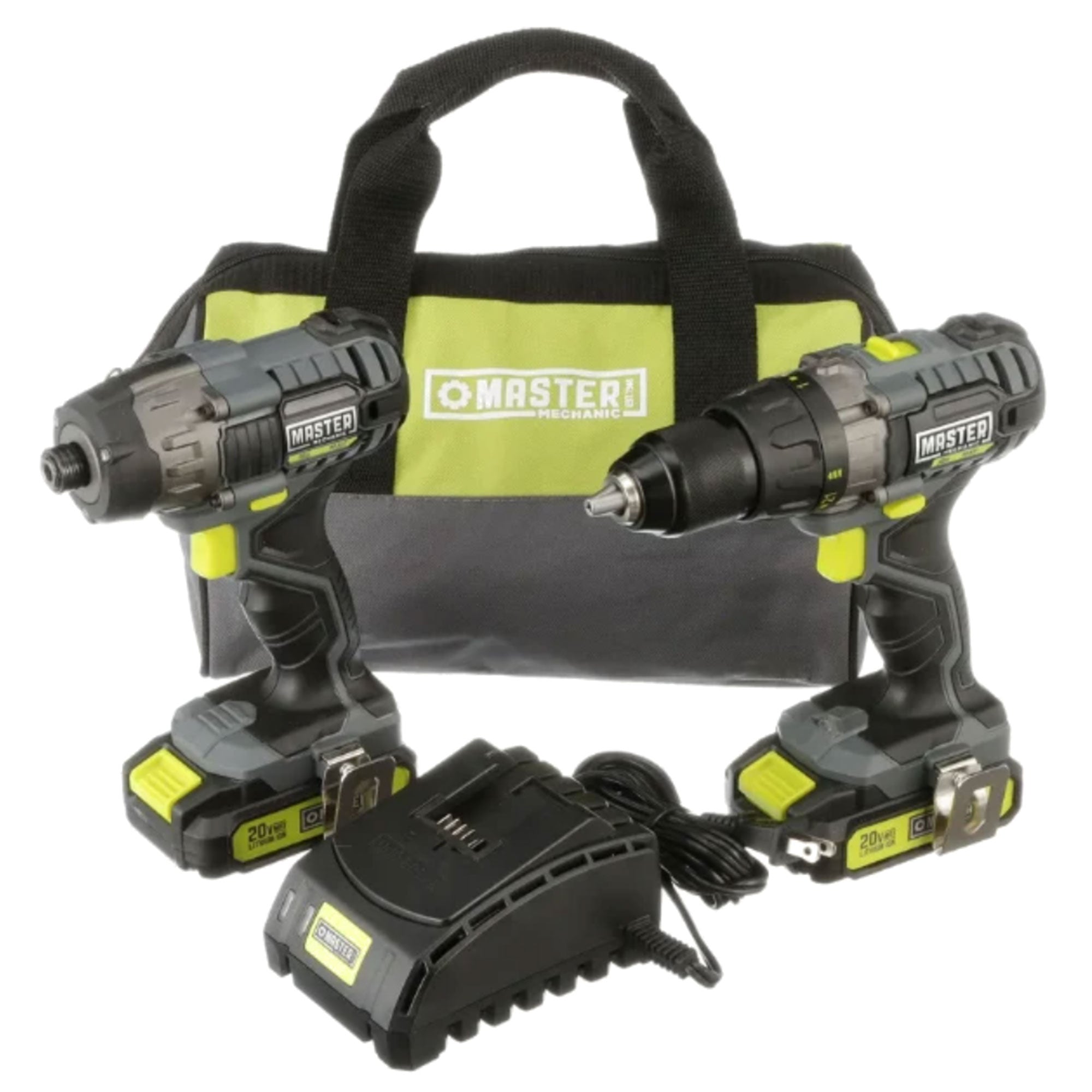 Master Mechanic 20V Compact Cordless 1/2" Drill and Impact Driver Comb ...