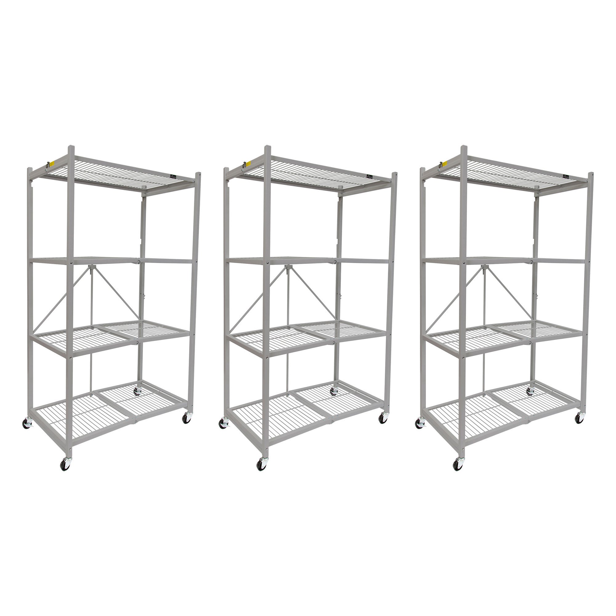 Origami 3-Pack R5-06W 4-Wheel 4-Shelf Folding Steel Wire Shelving Stor ...