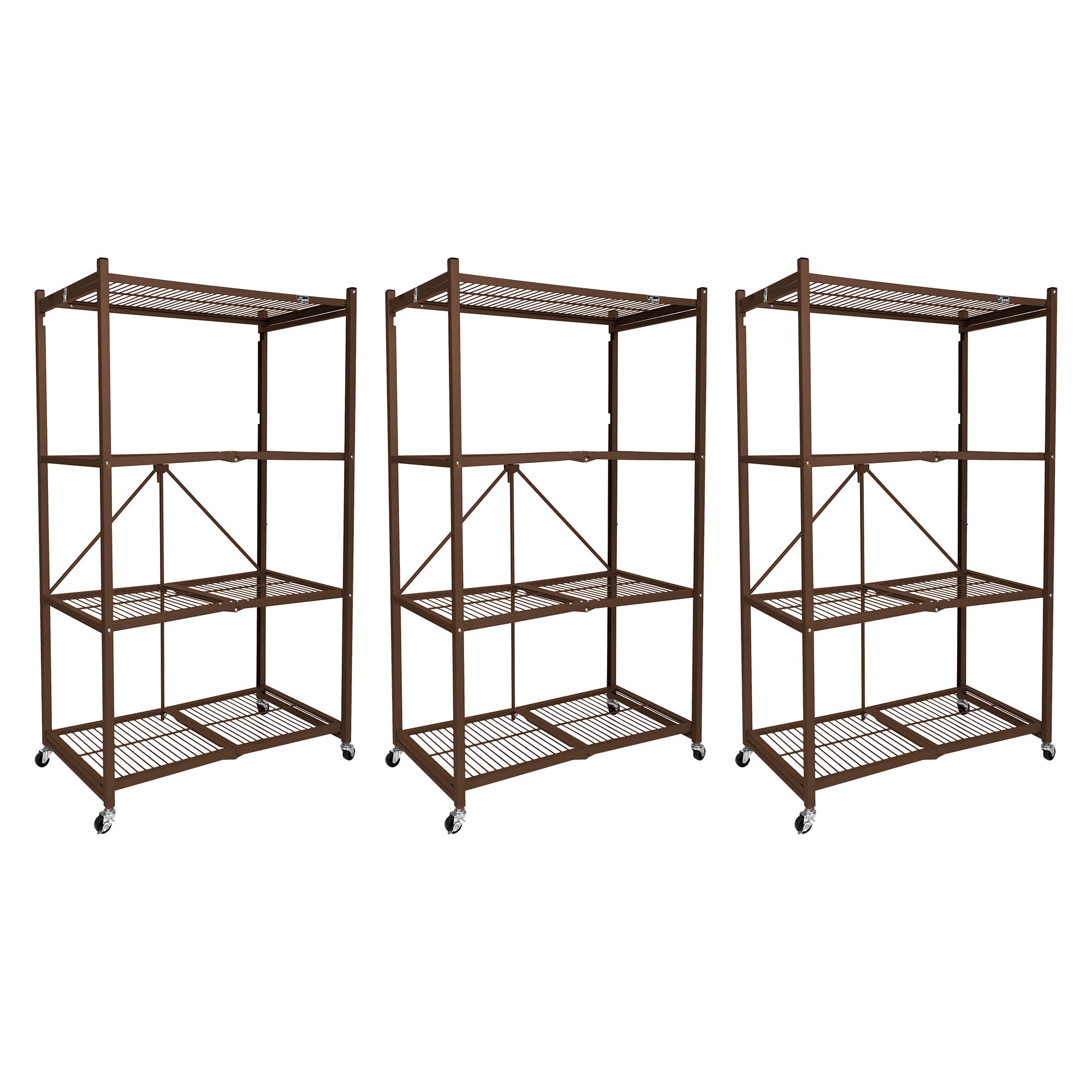 Origami 3-Pack R5-06W 4-Wheel 4-Shelf Folding Steel Wire Shelving Stor ...