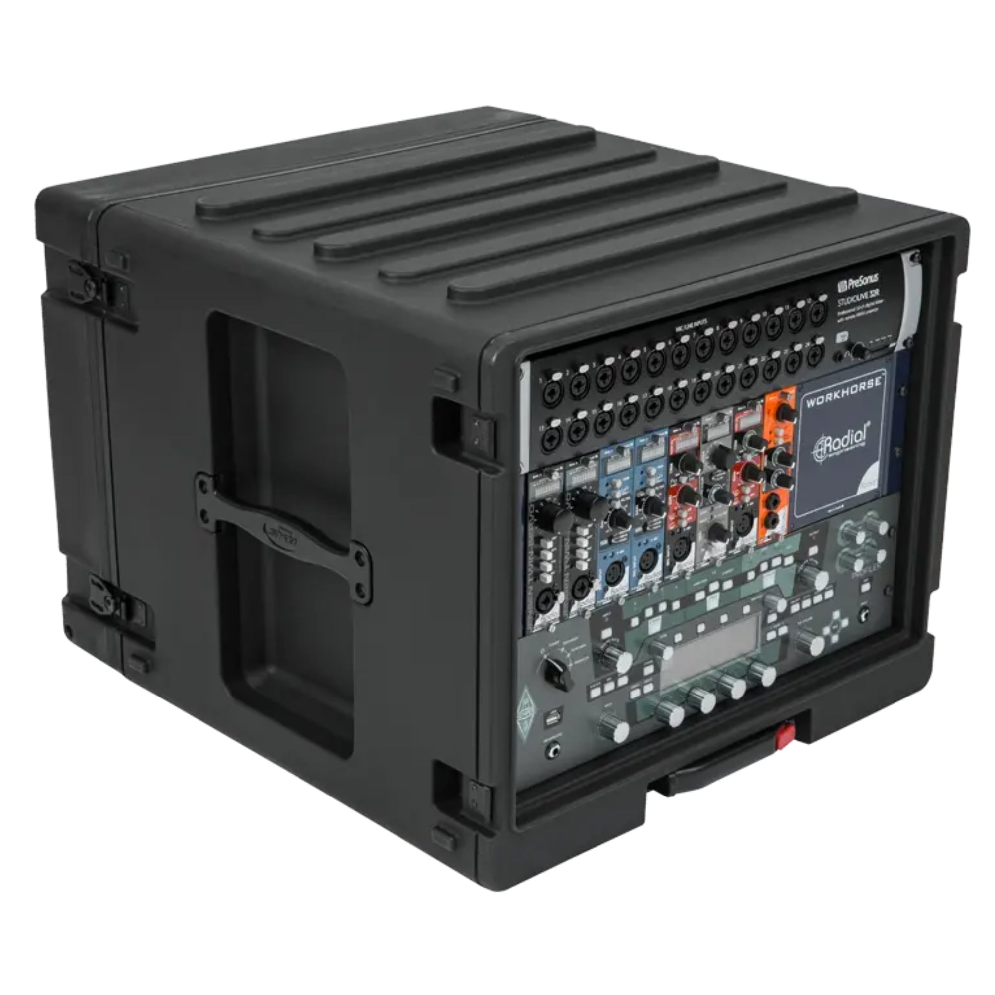 SKB 8U rSeries Rolling Rack with Integrated Back Wheels and 1-Touch Pu ...