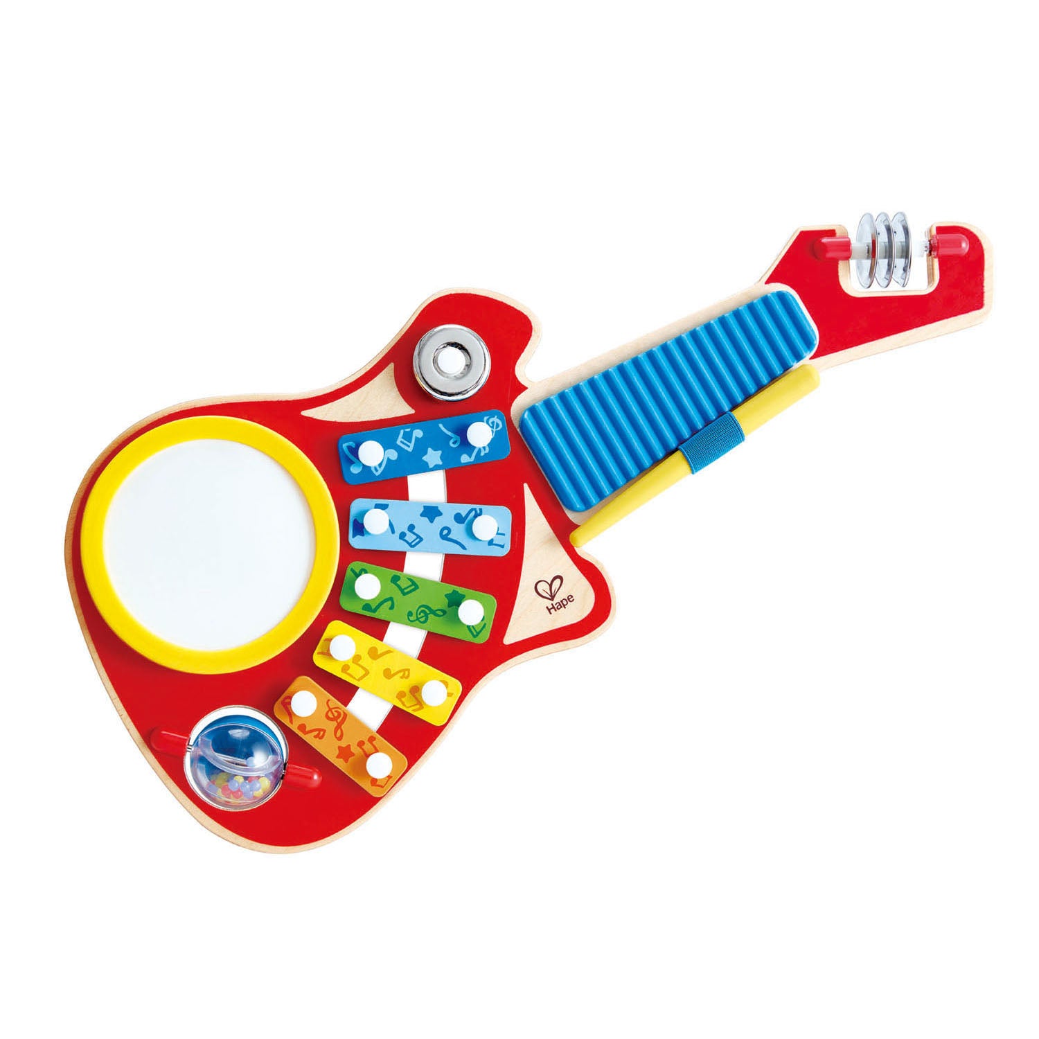 Hape 6-in-1 Music Maker Guitar Shaped Musical Toy Instrument for Kids ...